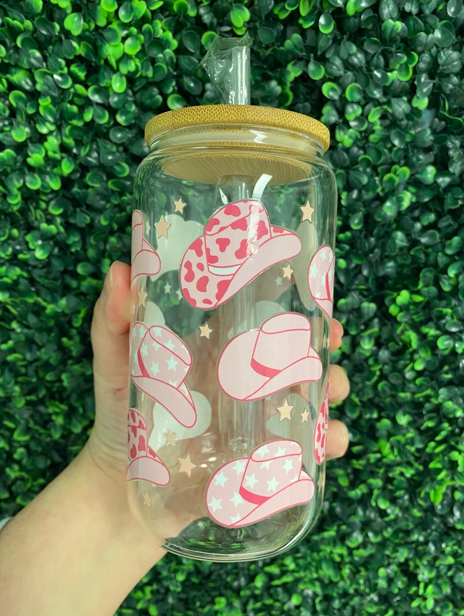 Pink Cowboy Hat Glass Cup – Crafty Cake Shop